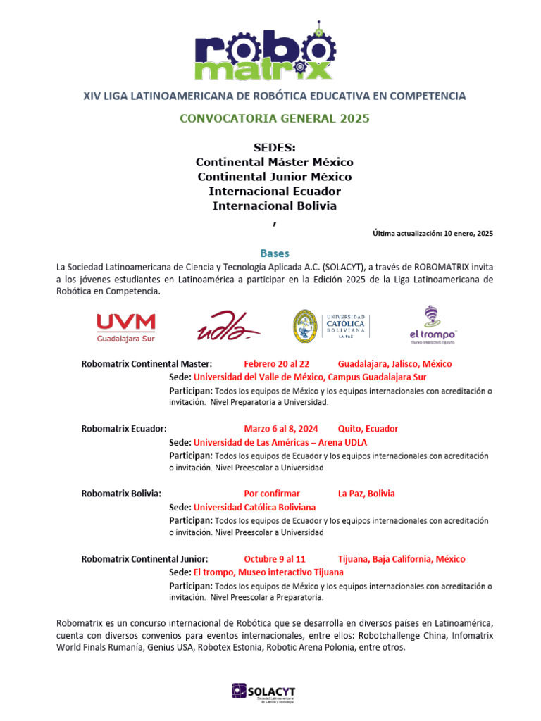 Convocatoria RM2025 | PDF | Robot | Robótica