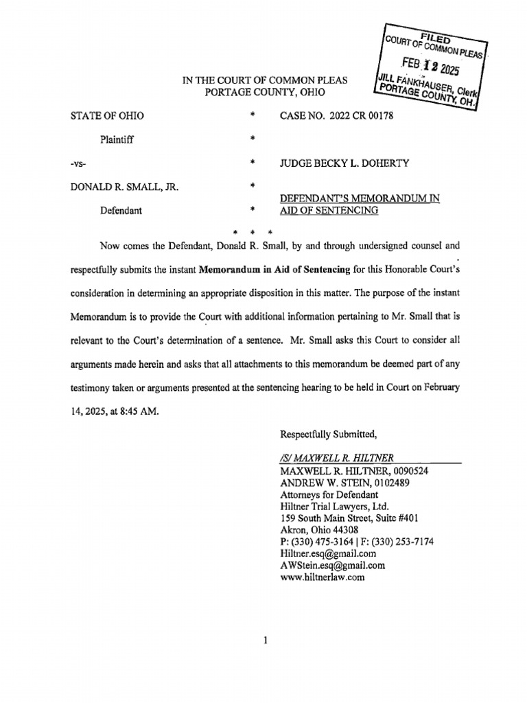 Donald Small Sentencing Memorandum | PDF