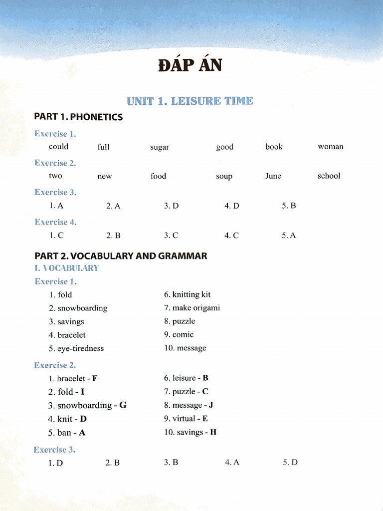 Bt t.anh 8 Global- Tập 1(23-24) Key | PDF