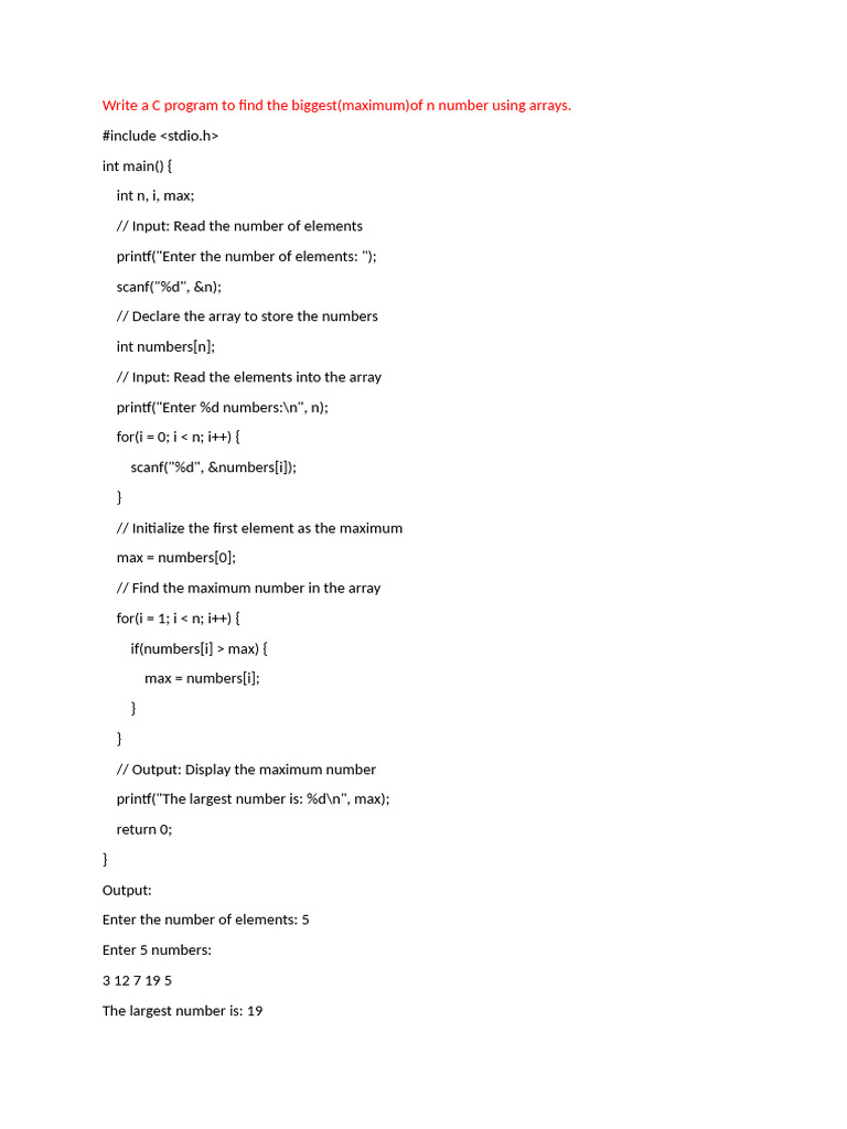 Write A C Program To Find The Biggest Pdf Matrix Mathematics Operator Theory