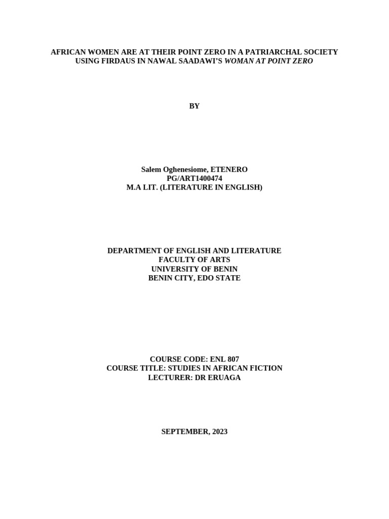 Woman at Point Zero | PDF | Gender Equality | Gender Studies