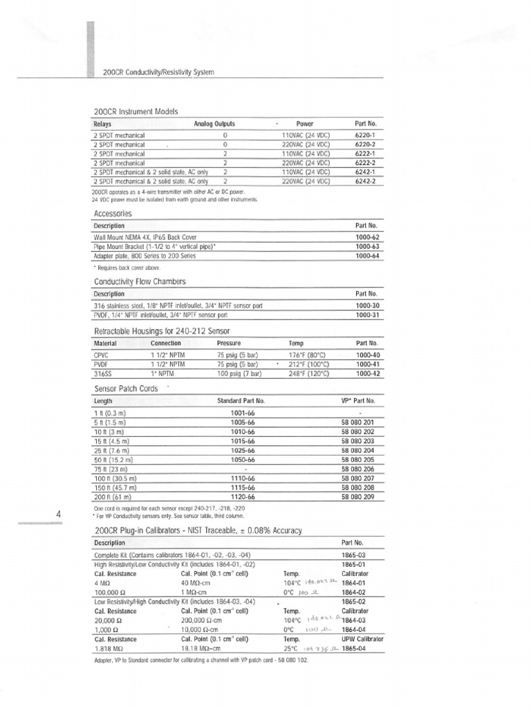 200CR Conductivity Resisitivity System Data Sheet | PDF