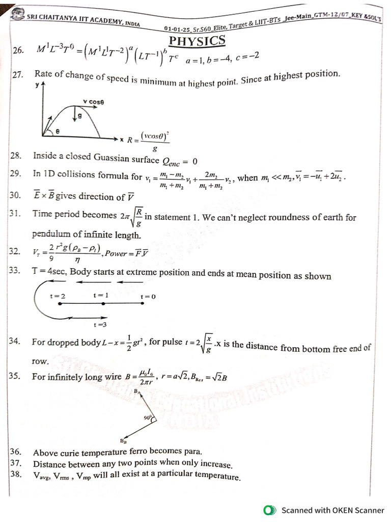Physics Test-3 Solutions | PDF