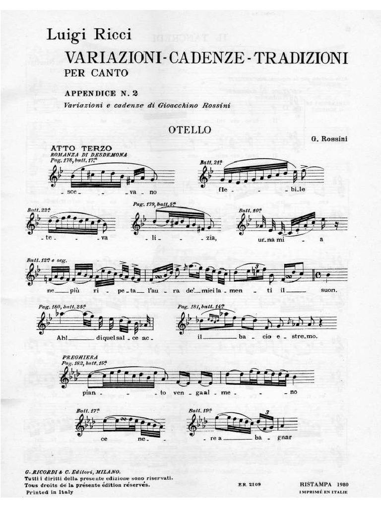 RICCI - Rossini Cadenze | PDF