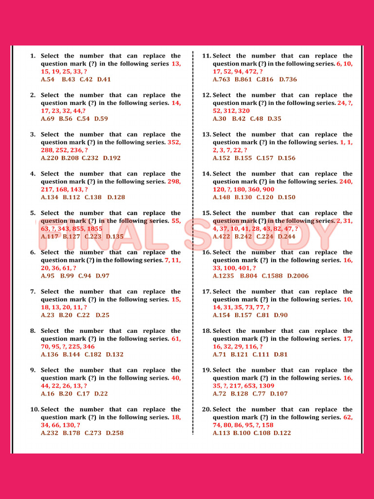 Number Series Gi Practice Set | PDF