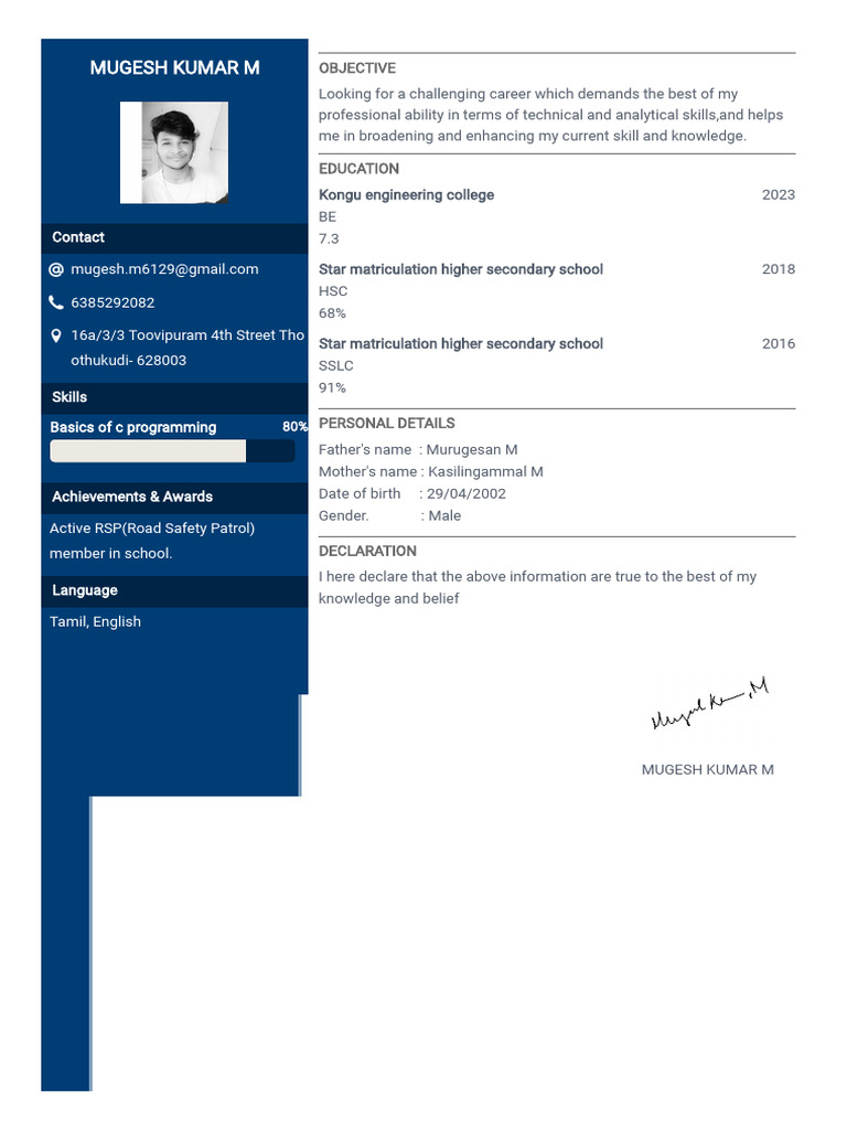 Mugesh CV | PDF