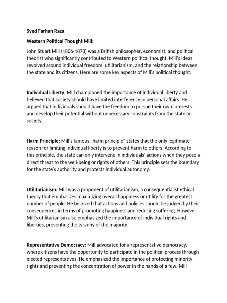 John Stuart Mill's Political Philosophy | PDF | John Stuart Mill ...