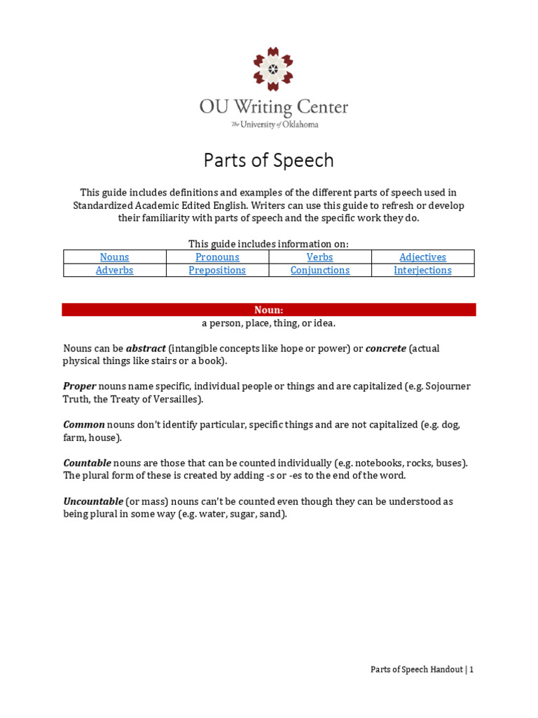 Understanding Parts of Speech Guide | PDF | Pronoun | Verb