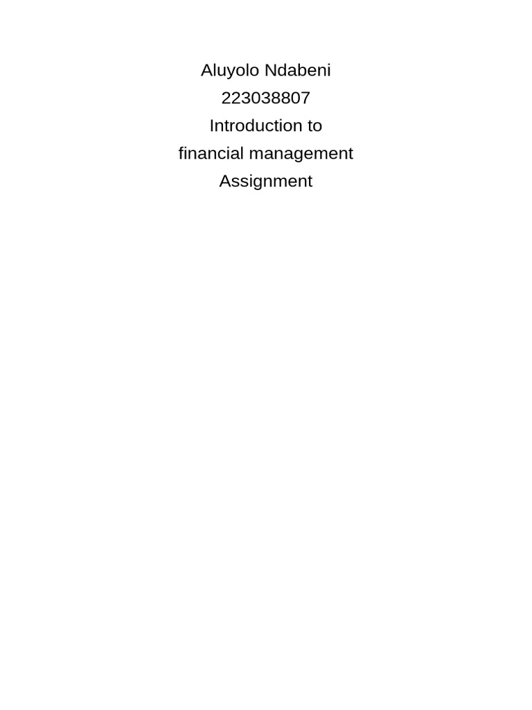 Introduction To Financial Management Assignment | PDF | Net Present ...