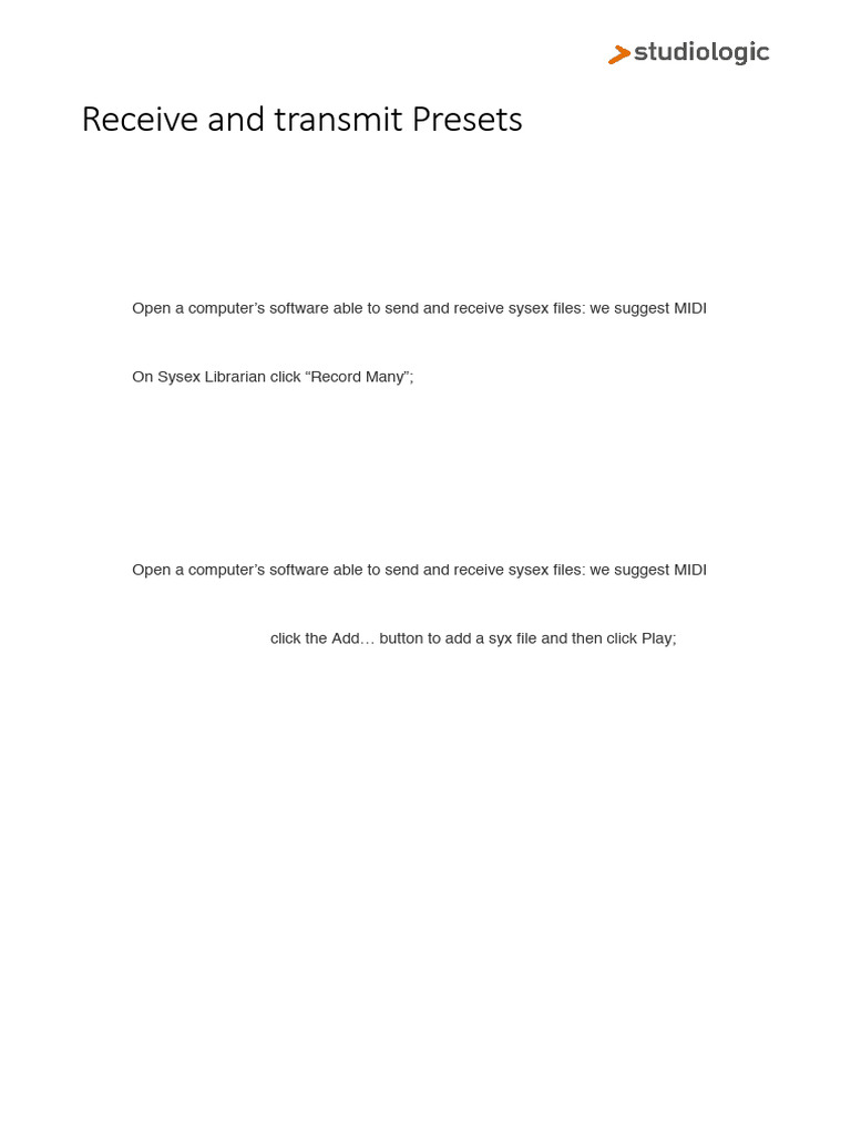 Receive Transmit Presets | PDF