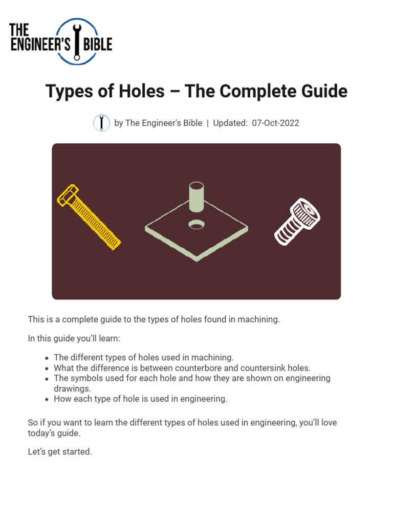 Types of Holes in Engineering Drawings | PDF | Screw | Industrial Processes