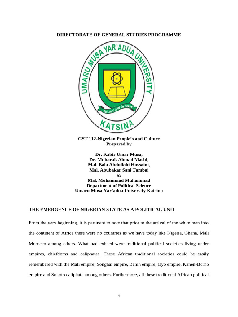 GST 112 NIG PEOPLES AND CULTURE 2024-1 | PDF | Agriculture