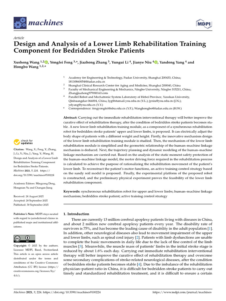 machines-09-00224-v2 | PDF | Physical Therapy | Stroke