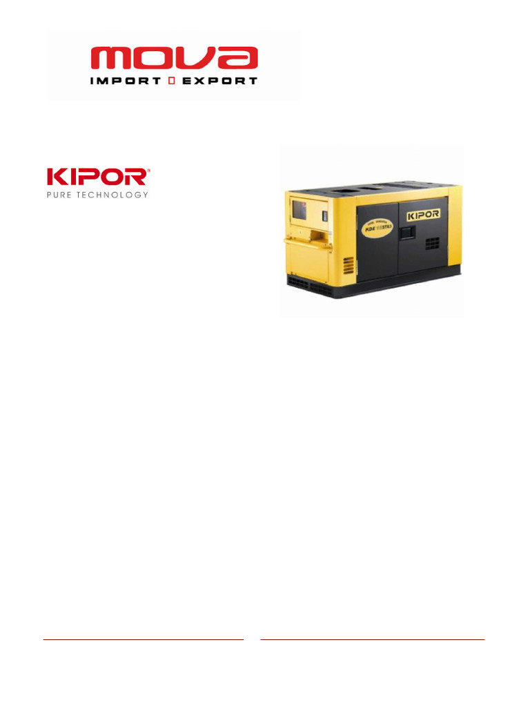Generador Kipor KDE16STA3: Ficha Técnica | PDF | Cantidades fisicas | Cantidad