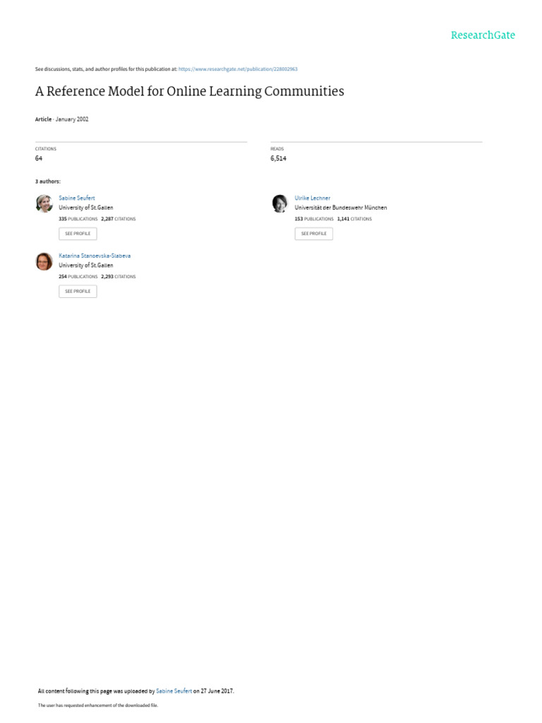 Ref Model Online Learning Communities | PDF | Learning | Educational ...