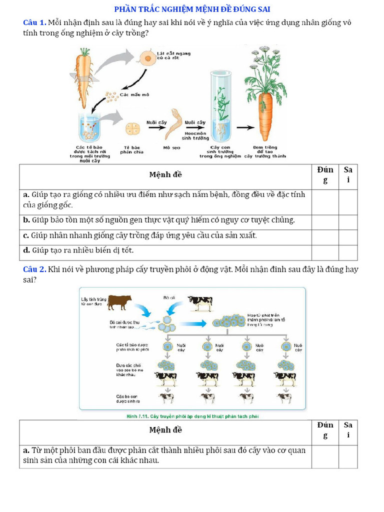 Cau Hoi Dung Sai Cong Nghe Te Bao Updatedocx - 1600 - PDF - Gdrive.vip | PDF