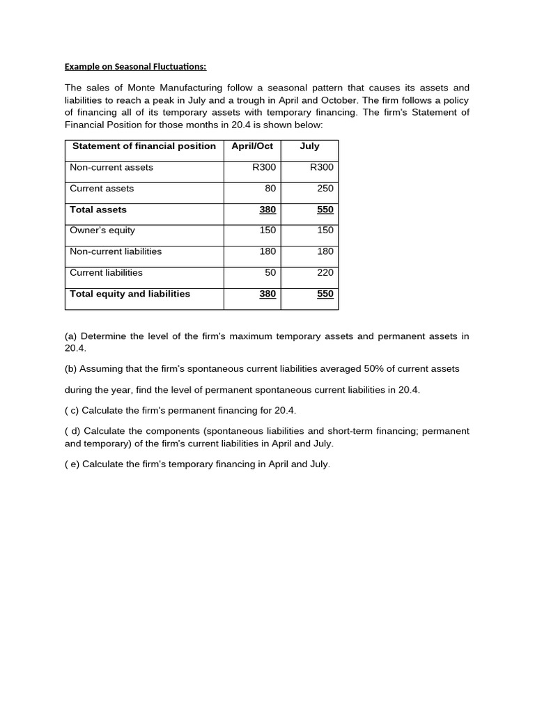 Example on Seasonal Fluctuations | PDF