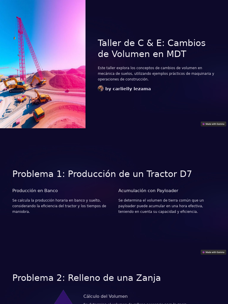 Taller de C and E Cambios de Volumen en MDT | PDF | Volumen | Grava