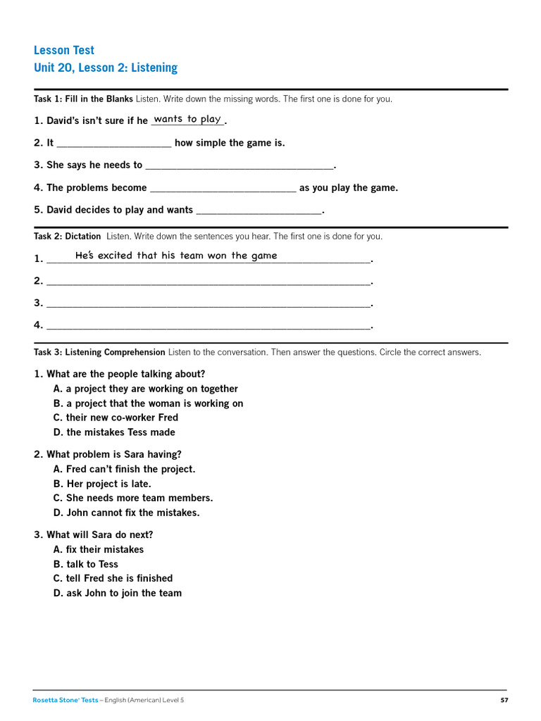 Unit 20, Lesson 2 Test | PDF