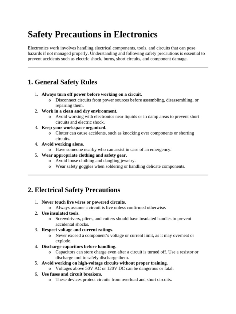 Essential Safety Tips for Electronics Work | PDF | Electrical Network ...