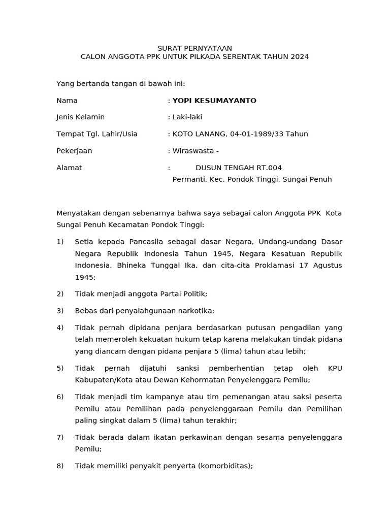 surat_pernyataan PPK | PDF