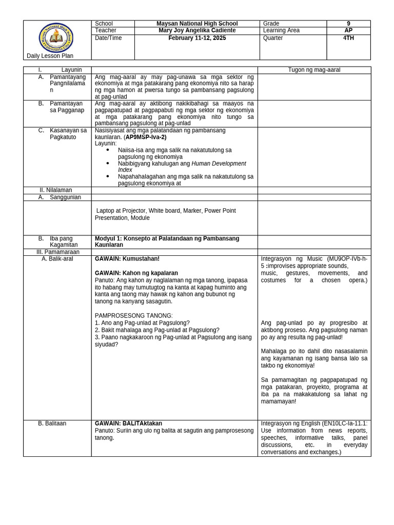 Modyul 1 - MGA PALATANDAAN NG PAG-UNLAD | PDF