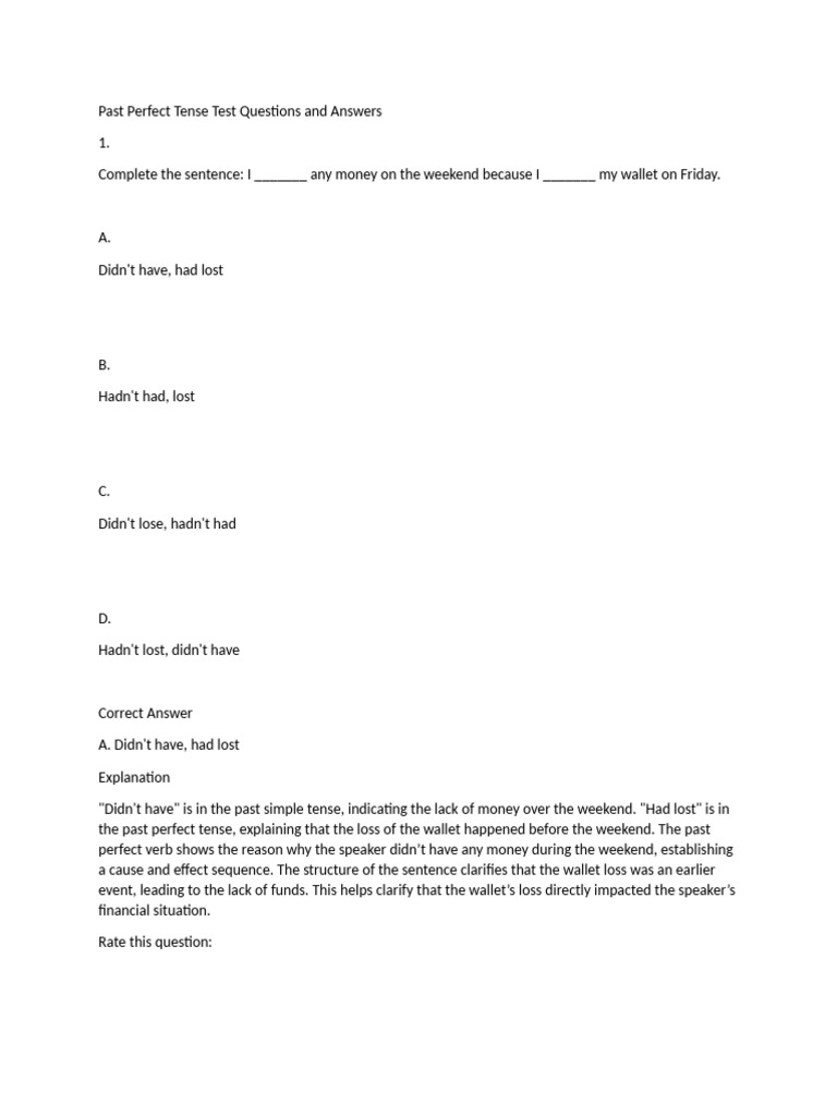 Simple Past Tense Questions and Answers | PDF | Grammatical Tense ...
