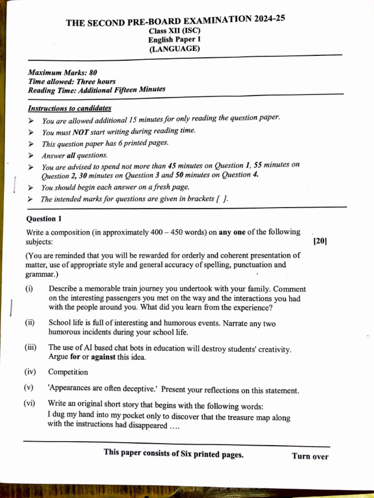 ISC Class XII English Language Exam 2024 | PDF | Medical Specialties