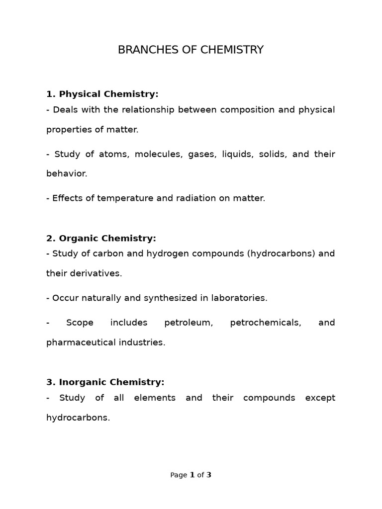 Branches of Chemistry | PDF
