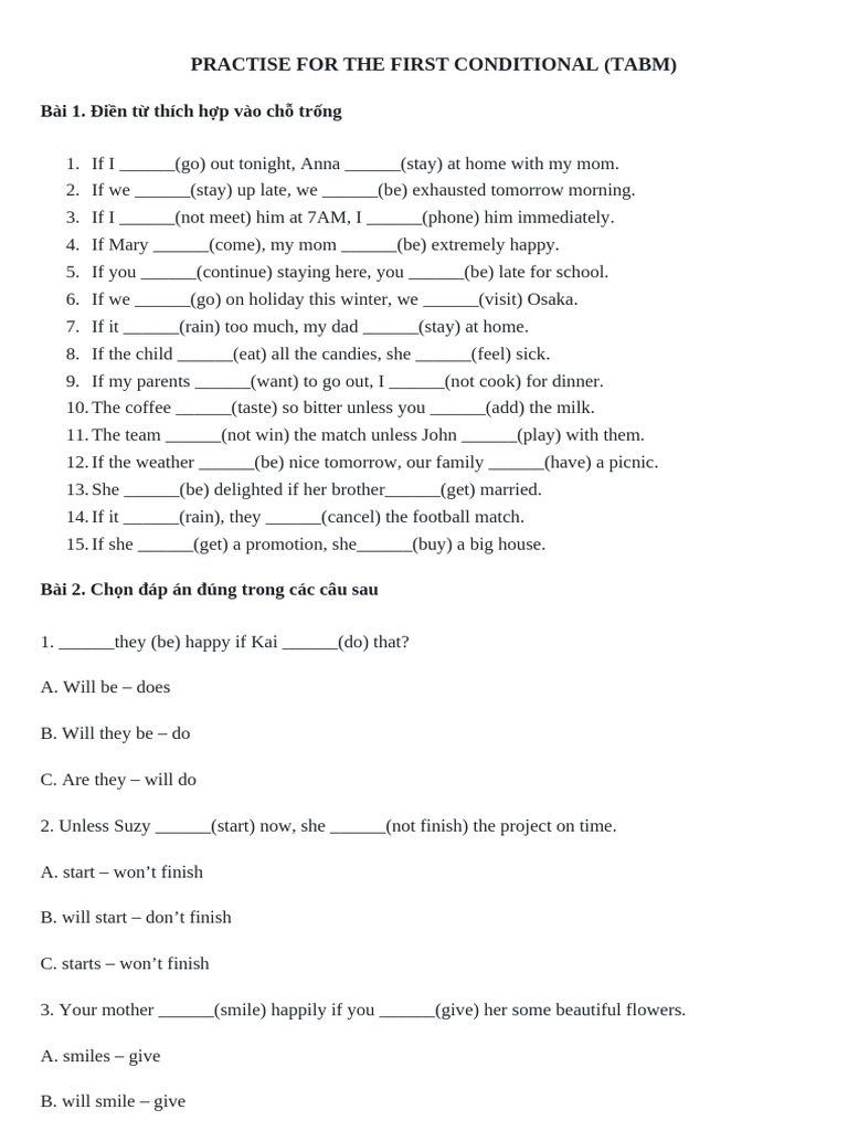 PRACTISE FOR THE FIRST CONDITIONAL L5 | PDF