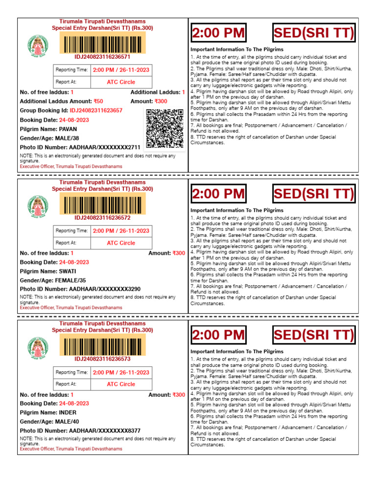Tirupati Darshan Booking Details | PDF | Vaishnavism