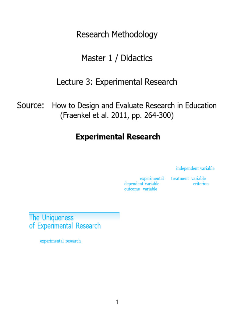 3. Experimental Research | PDF | Experiment | Sampling (Statistics)