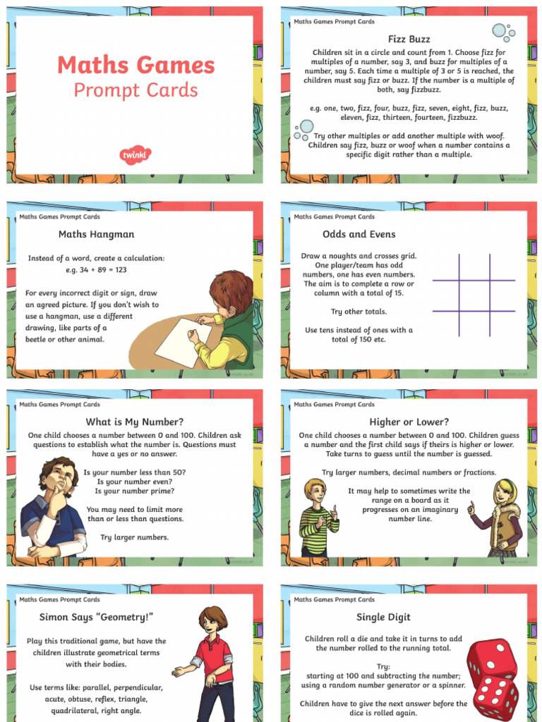 Maths Games With Little or No Equipment Teaching Ideas | PDF