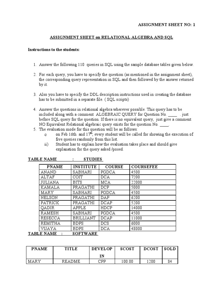 SQL Assignment: 110 Queries Guide | PDF | Programmer | Sql