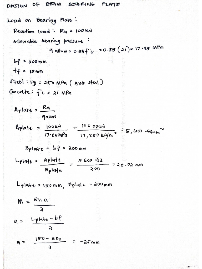 DESIGN OF BEAM BEARING PLATE | PDF
