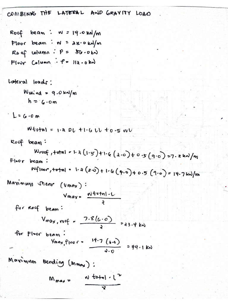 Combining The Lateral and Gravity Load | PDF