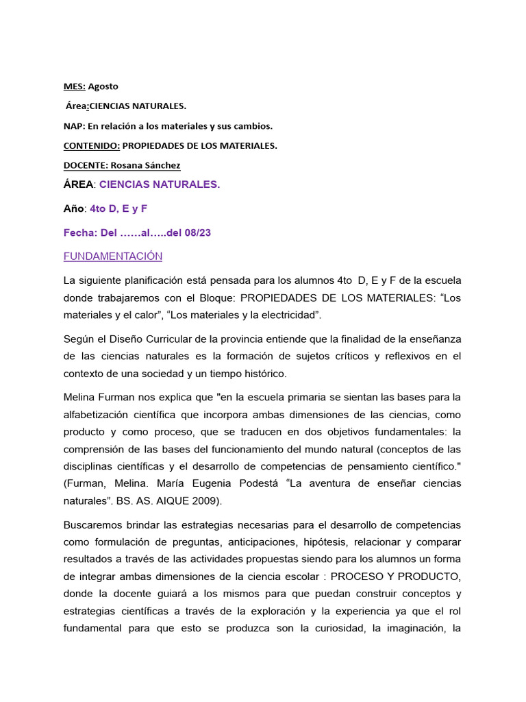 Naturales 4to | PDF | Plan de estudios | Electricidad