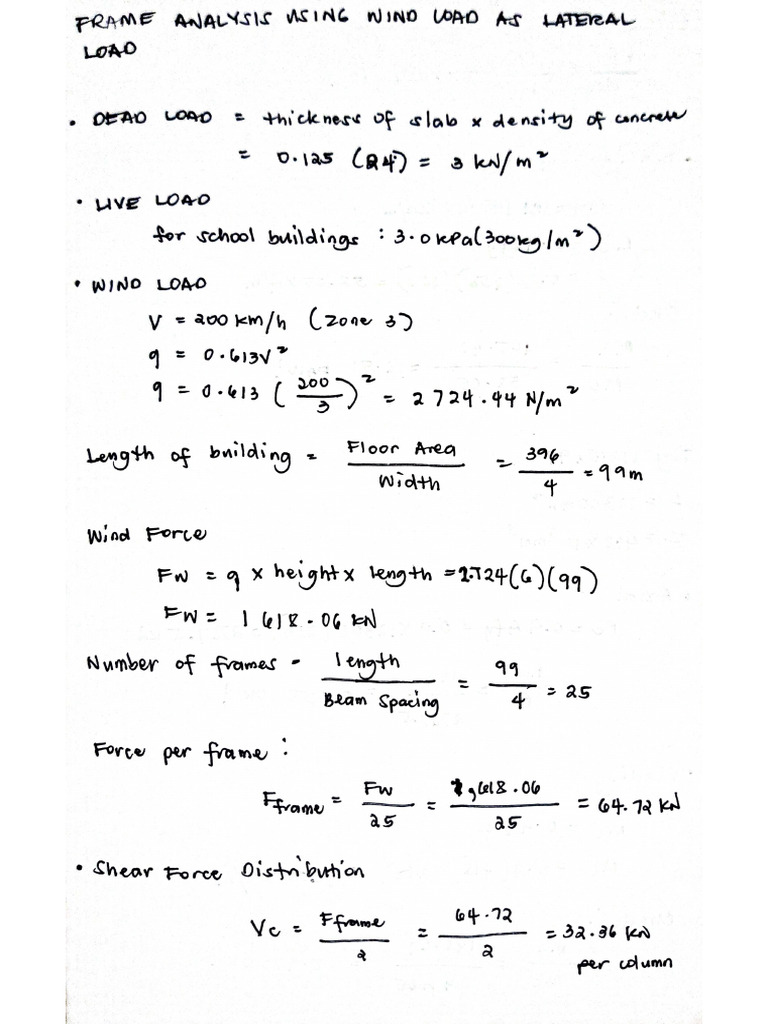Frame Analysis Using Wind Load As Lateral | PDF