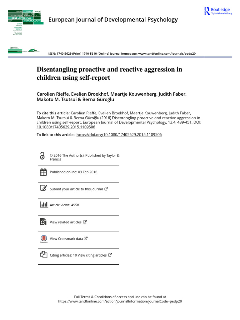 Disentangling Proactive and Reactive Aggression in Children Using Self ...