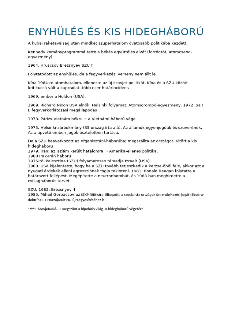 Enyhülés És Kis Hidegháború | PDF