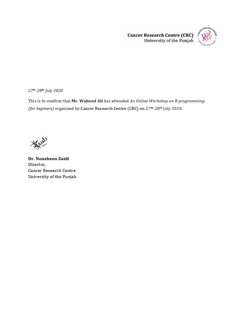 CRC R PROGRAMMING CERTIFICATE | PDF