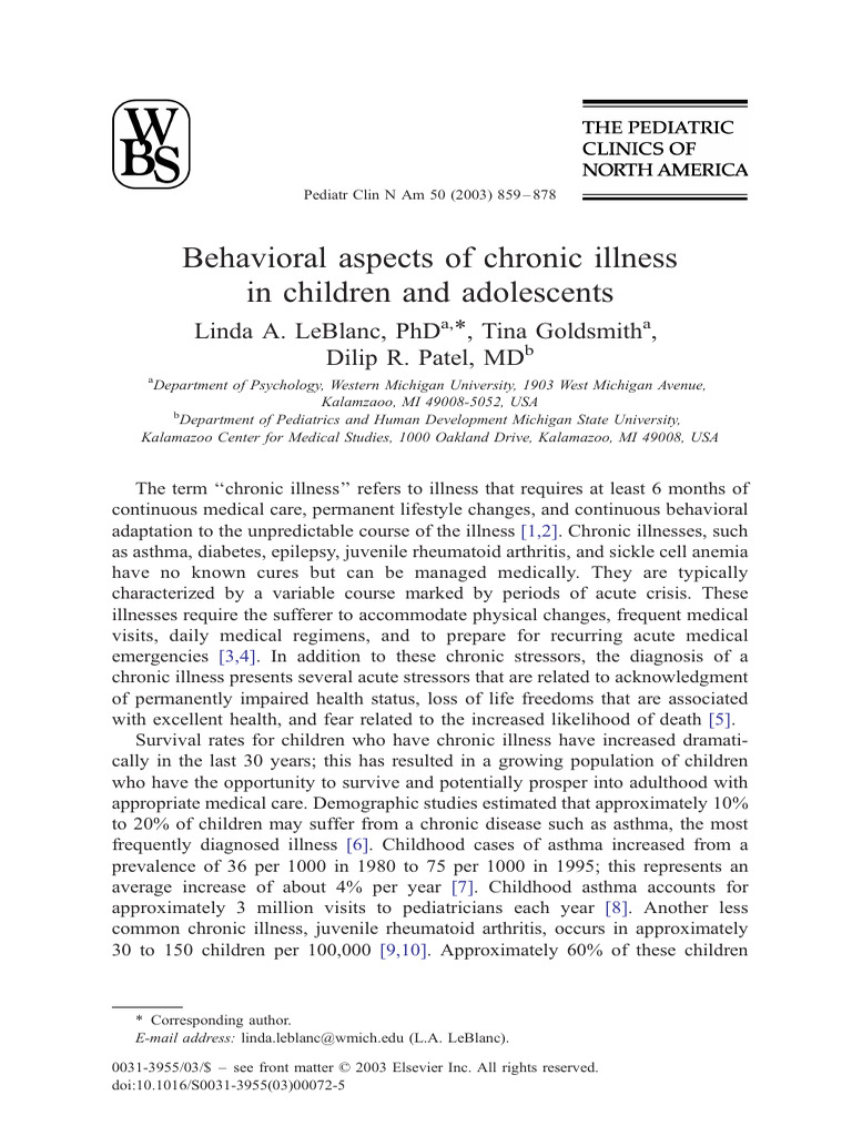 Behavioral Aspects of Chronic Illness in | PDF | Chronic Condition ...