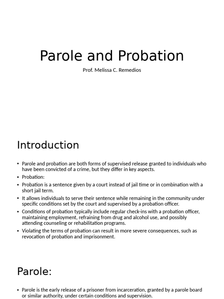 Parole and Probation | PDF | Probation | Parole