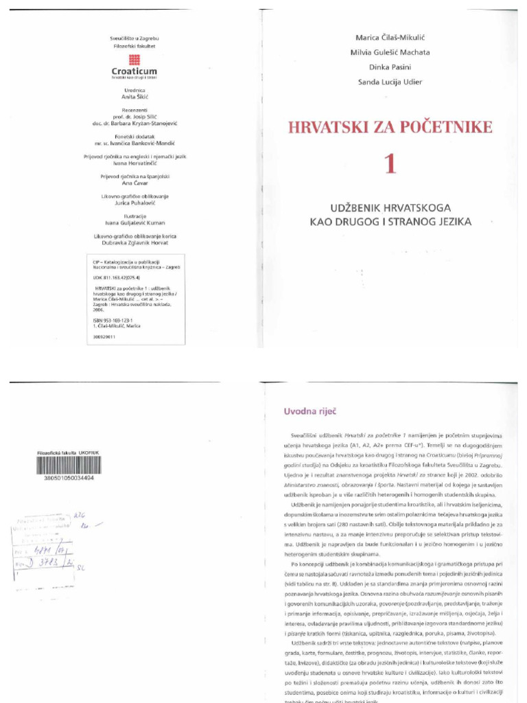 Hrvatski Za Pocetnike 1 UDŽB | PDF
