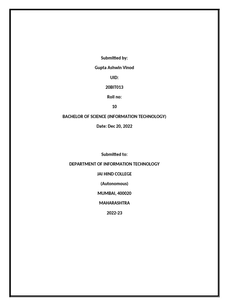 20bit013 Ai Chatbot Proj Documentation3 1 Pdf Artificial