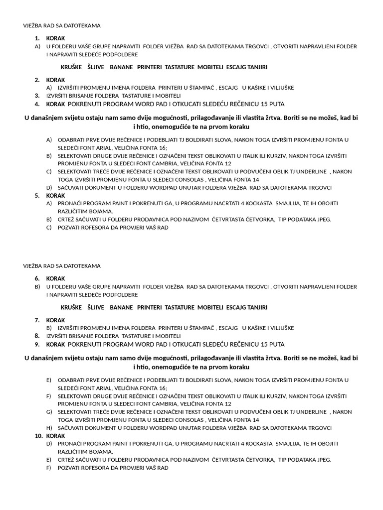 Vježba Rad Sa Datotekama Osnovna 3 | PDF