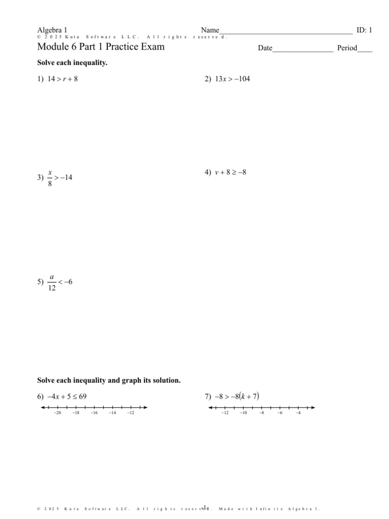 Module 6 Part 1 Practice Exam | PDF | Algebra | Mathematics Module 6 Part 1 Practice Exam | PDF | Algebra | Mathematics