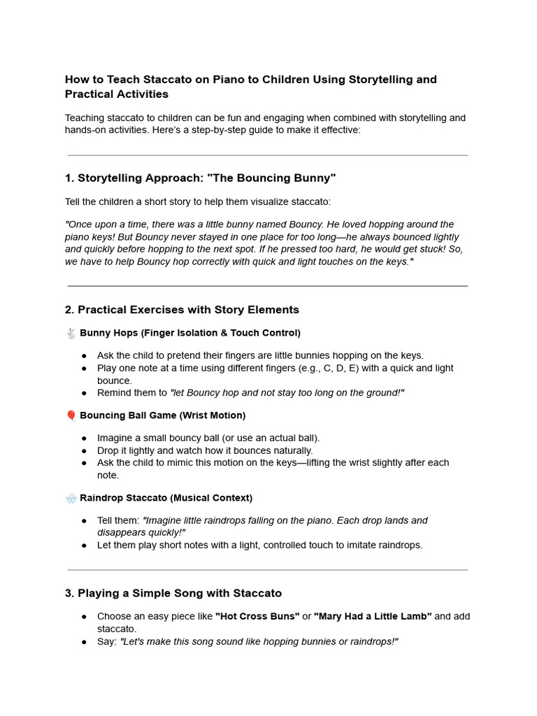 How To Teach Staccato On Piano To Children Using Storytelling and ...