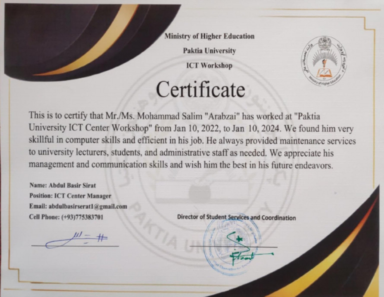 ICT Experince Certificate | PDF