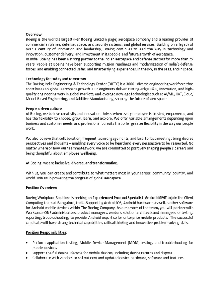 00000378981-Job Description | PDF | Android (Operating System) | Software